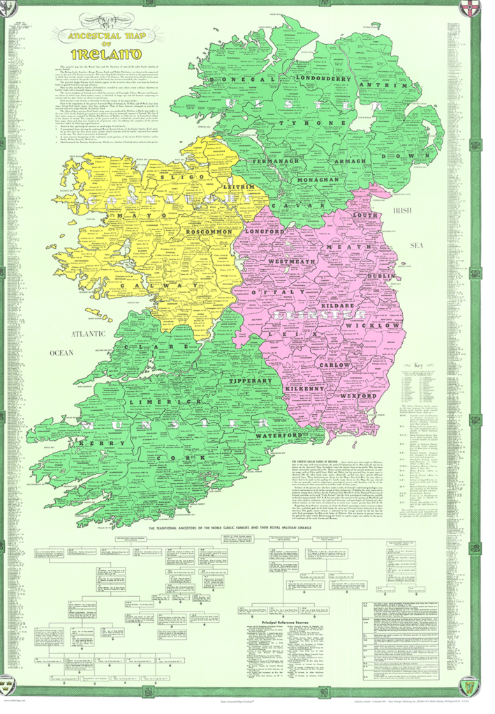 The Kane Ancestral Map of Ireland - Irish Heritage Map